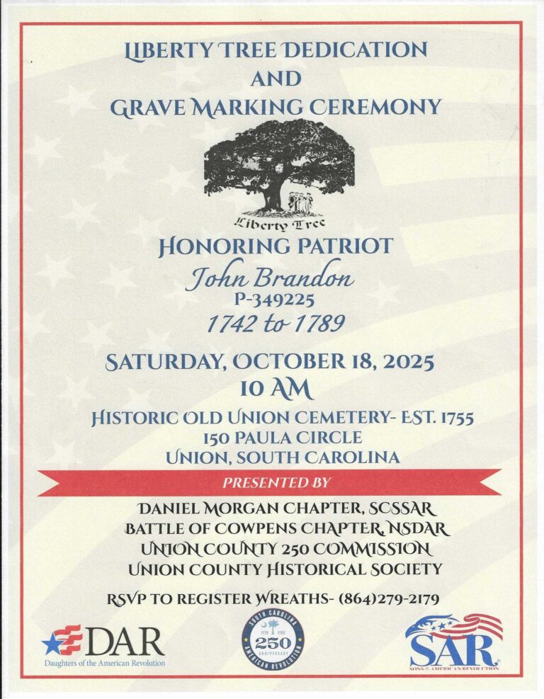 Liberty Tree Dedication and Grave Marking Ceremony Honoring Patriot Captain John Brandon - South ...